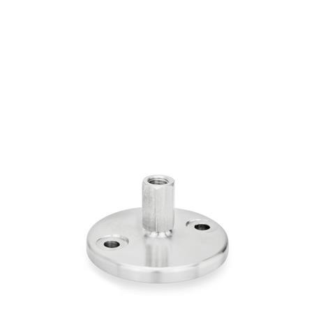 GN 23 Pieds de machine inox, avec socle tourné, avec alésages de ...