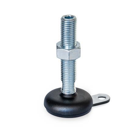 GN 32 Steel Sheet Metal Leveling Feet, Tapped Socket or Threaded Stud ...