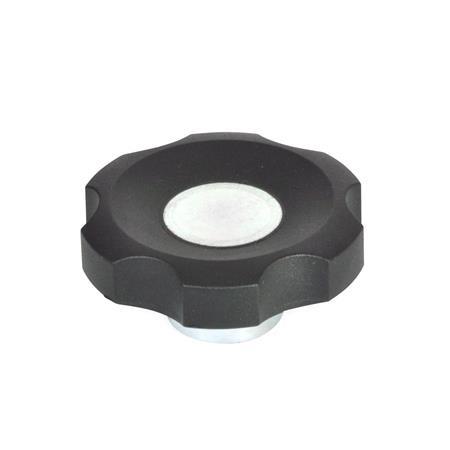 LMA Nylon Plastic, Six-Lobed Control Knobs, with Through Steel Hub | JW Winco Standard Parts