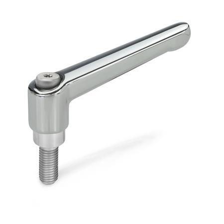 GN 300.1 Zinc Die-Cast Adjustable Levers, Threaded Stud Type, with ...